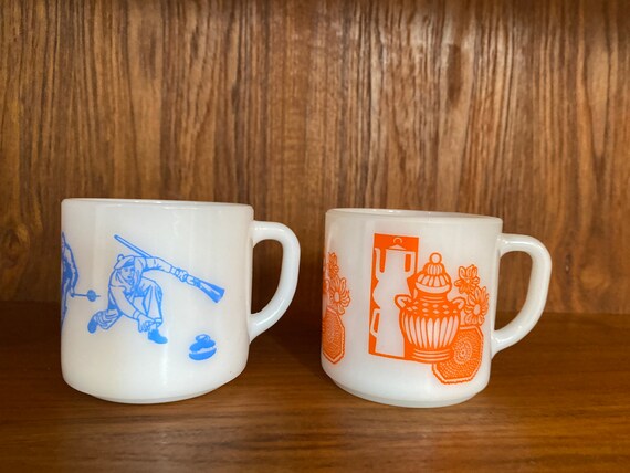 Federal Glass Milk Glass Coffee Mugs | Etsy