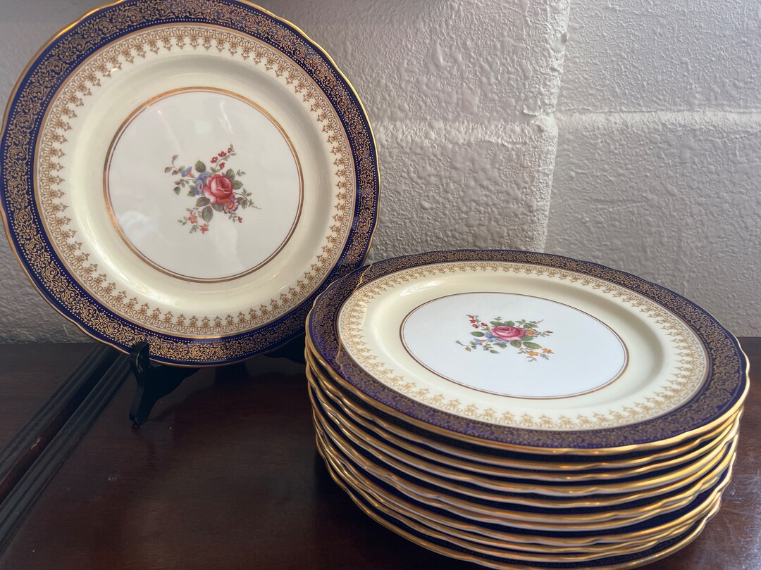 Aynsley, Dinner Plates, Cobalt With Gold, 12 Plates - Etsy