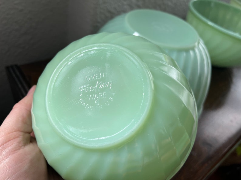 Fire King Jadite Swirl 4 Bowl Set - Etsy
