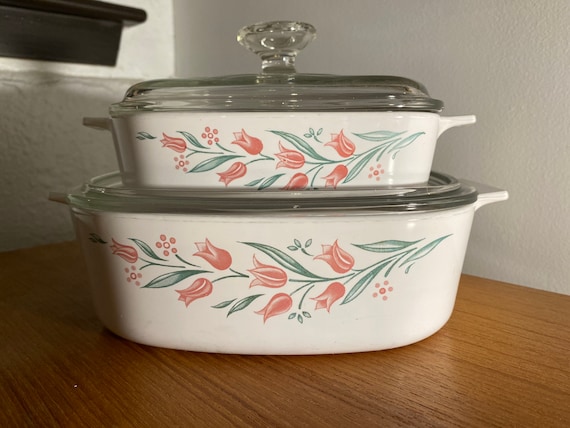 Corning Ware Rosemarie Pink Tulips Baking Dishes - Etsy