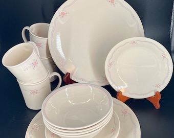 Corelle English Breakfast Dinner Set 31 Pc Serves 6 With Corning Mugs ...