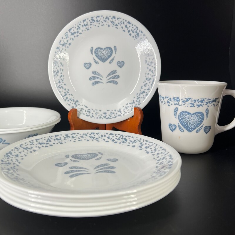 Corelle Blue Heart Dishes - Etsy