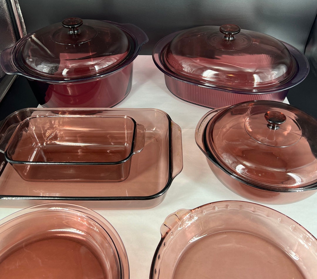 Corning, RESERVED - Vision Ware, Cranberry, Glass Cookware & Pyrex ...
