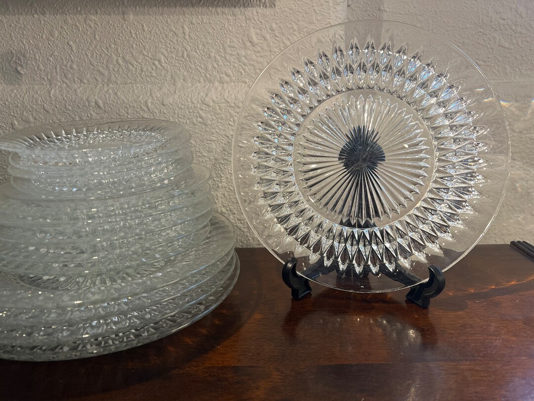 Indiana Glass, Diamond Point, Plates, Set of 15 - Etsy