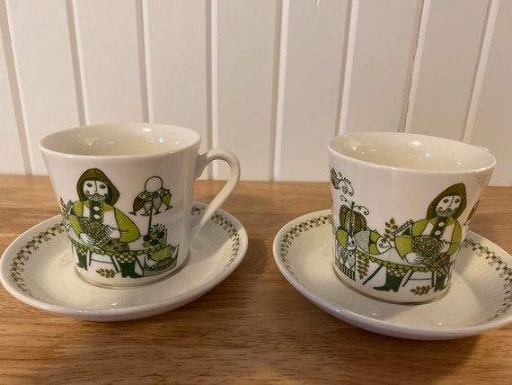 Figgjo Market Mugs With Saucers Pair - Etsy