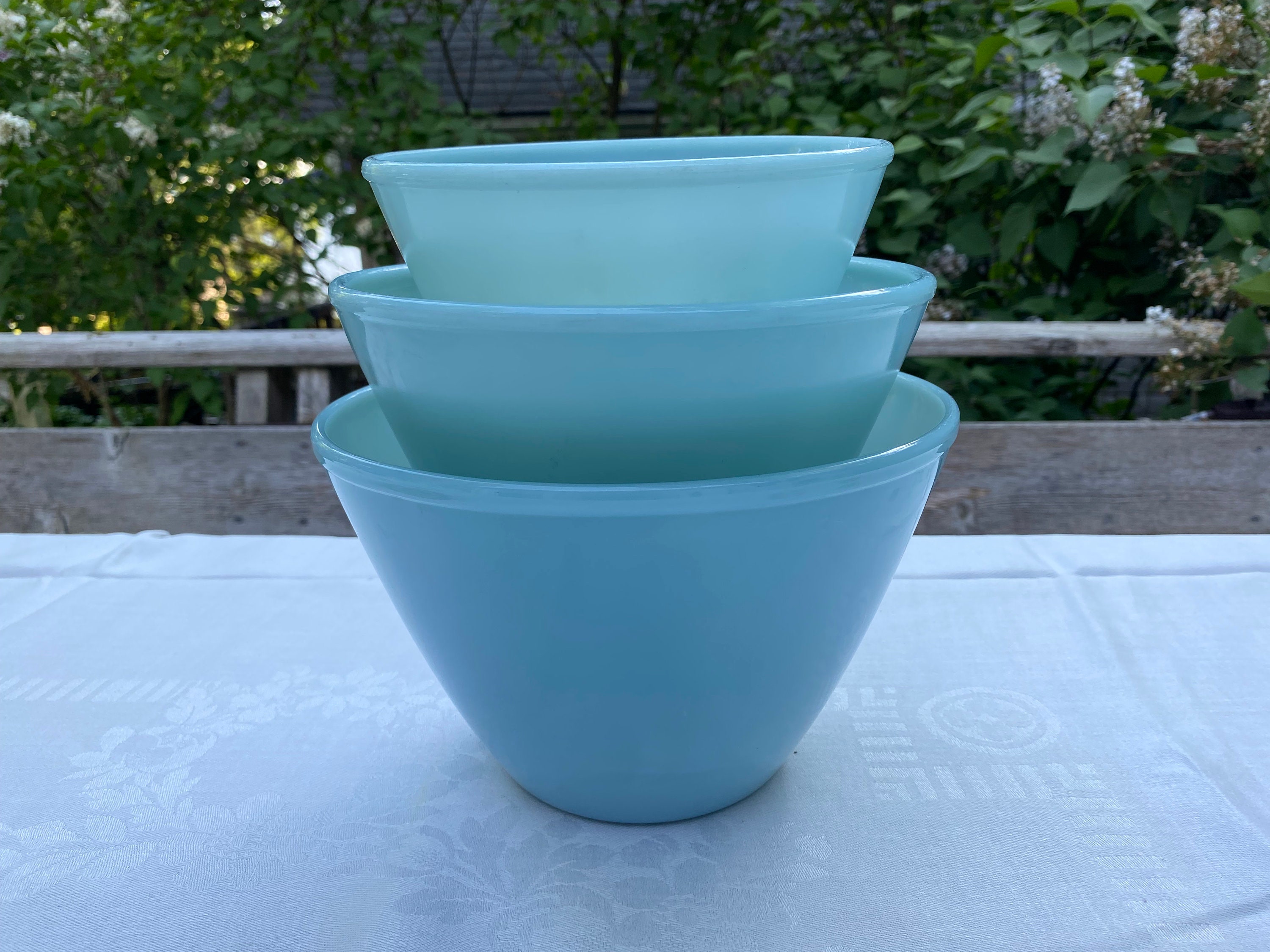 Fire King delphite blue Splash-Proof Bowls Set of 3 | Etsy