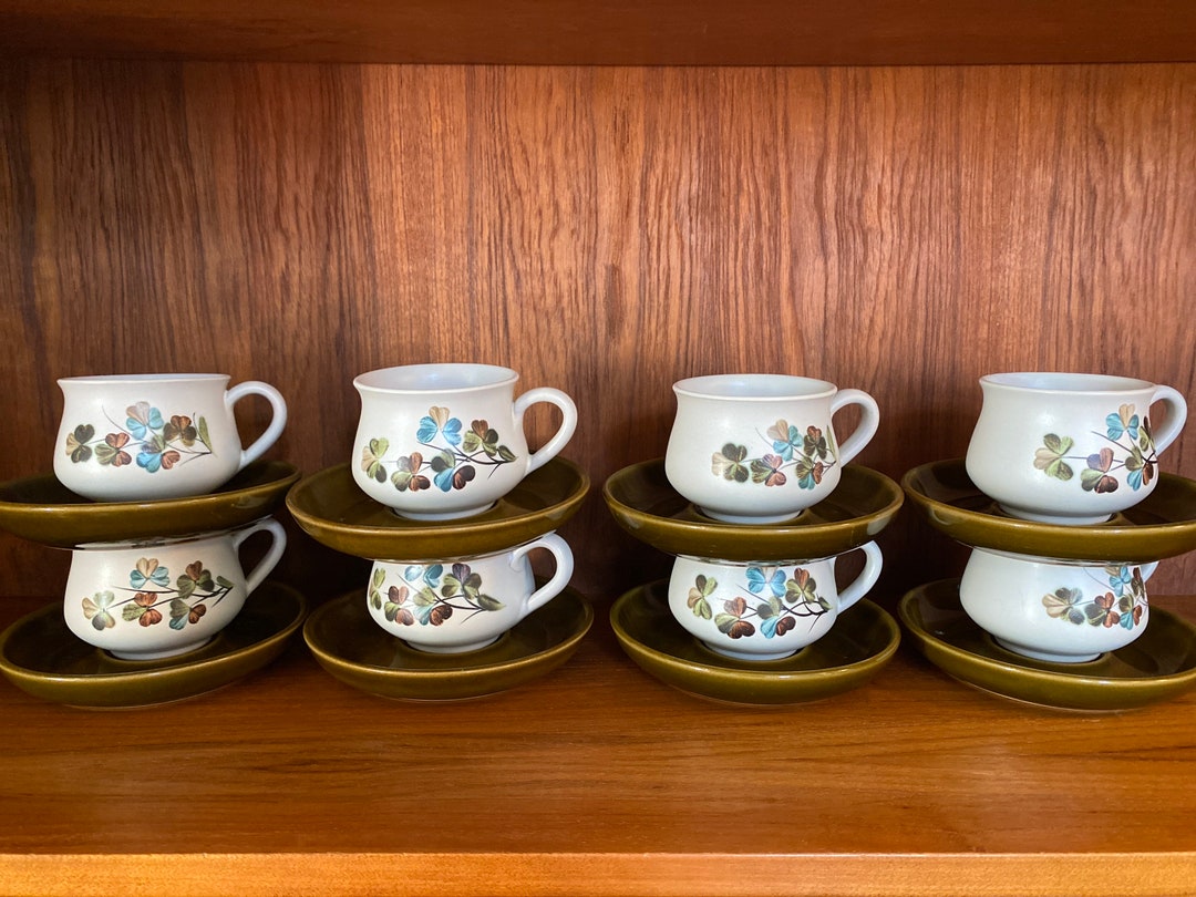 Denby Shamrock Tea Cups and Saucers Set of 8 - Etsy