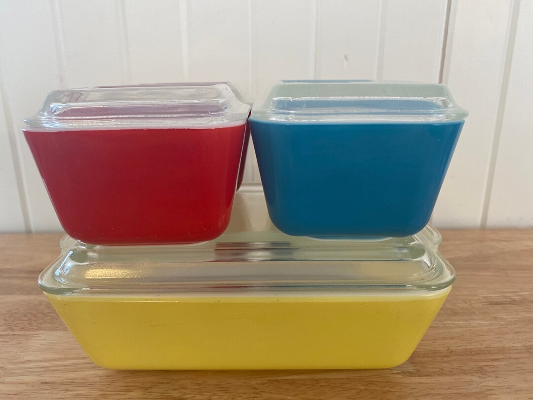 Pyrex, Primary Colors, Fridge Set, With Clear Lids - Etsy