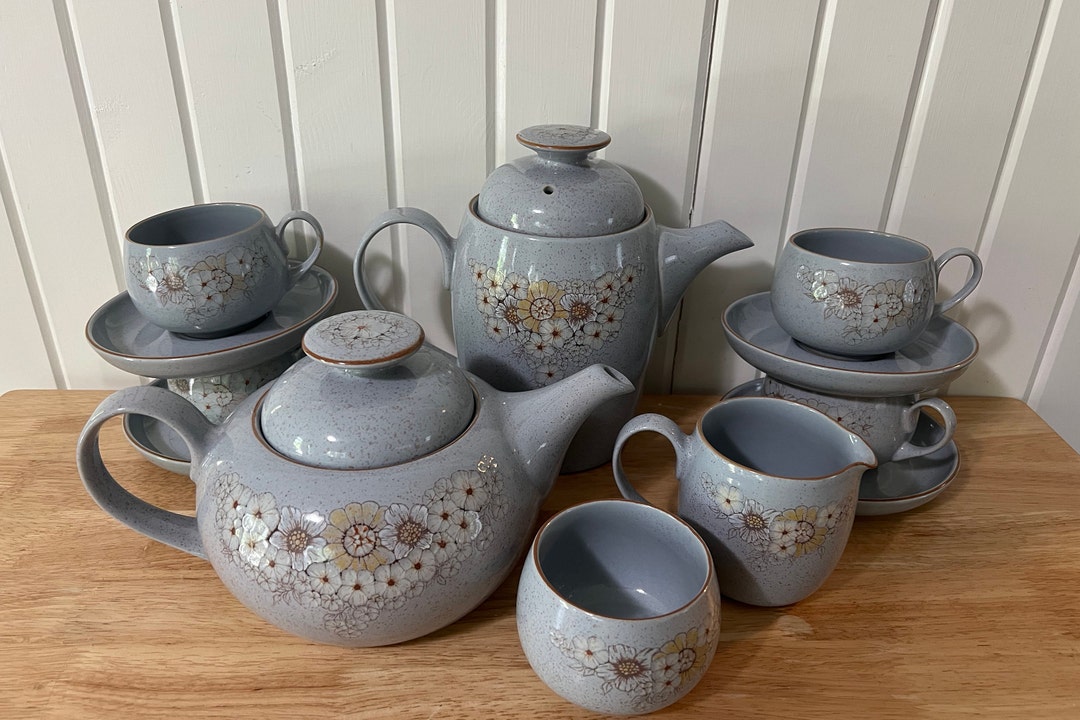 Denby, Reflections Pattern, Teapot, Coffee Pot, Cups and Saucers ...