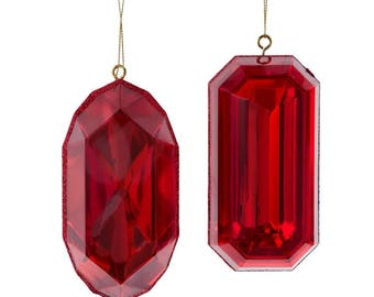 5 Inch Acrylic Gem Ornament, Rectangle or Oval Jewel Ornament, Wreath ...