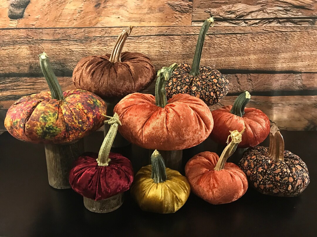 Velvet Pumpkins, Mocha, Light Rust, Antique Gold, and Burgundy Velvet ...
