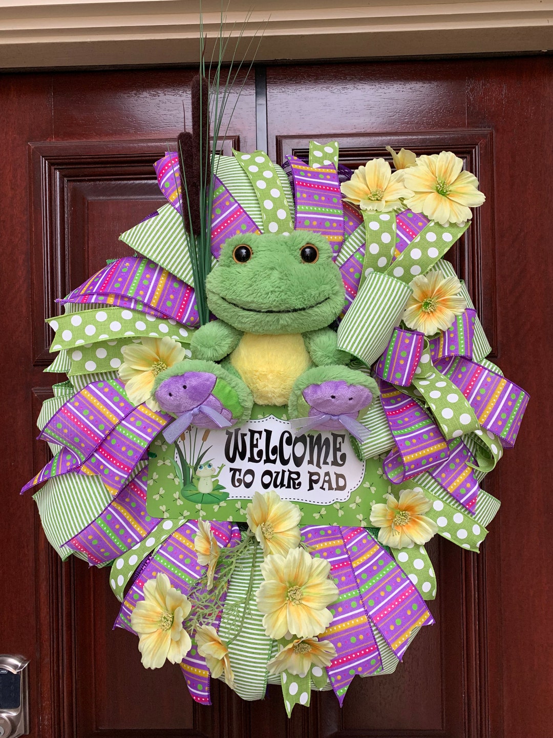 Spring Wreath, Mother's Day, Frog Decor, Front Door Wreath Decoration ...