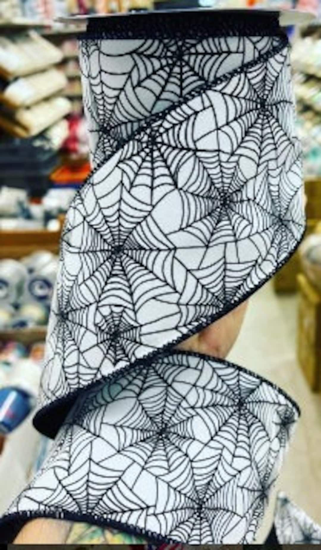 White Spider Web Ribbon 4″ X 10 Yards - Etsy