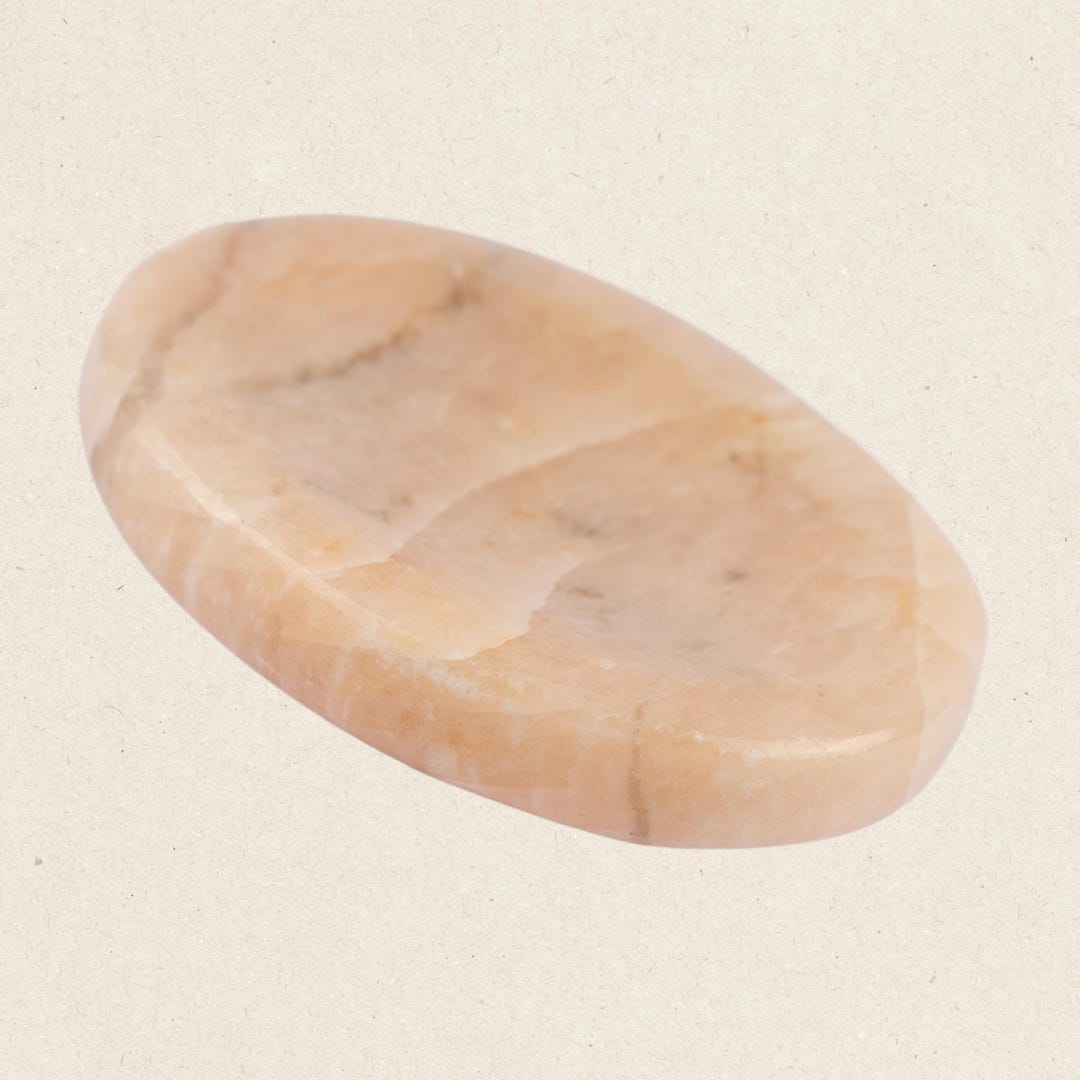 Peach Moonstone Worry Stone for Anxiety Relief, Healing Crystals and ...