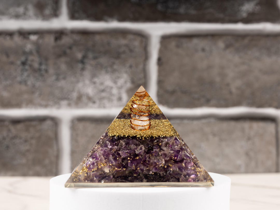 Amethyst Orgonite Crystal Pyramid, Orgonite Protection Healing Crystals, Orgone Energy Pyramid ...