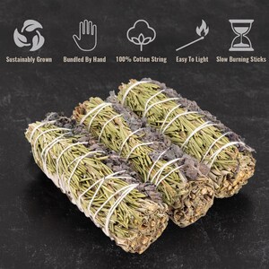 White Sage Lavender and Rosemary Smudge Stick 4", Energy Cleansing ...