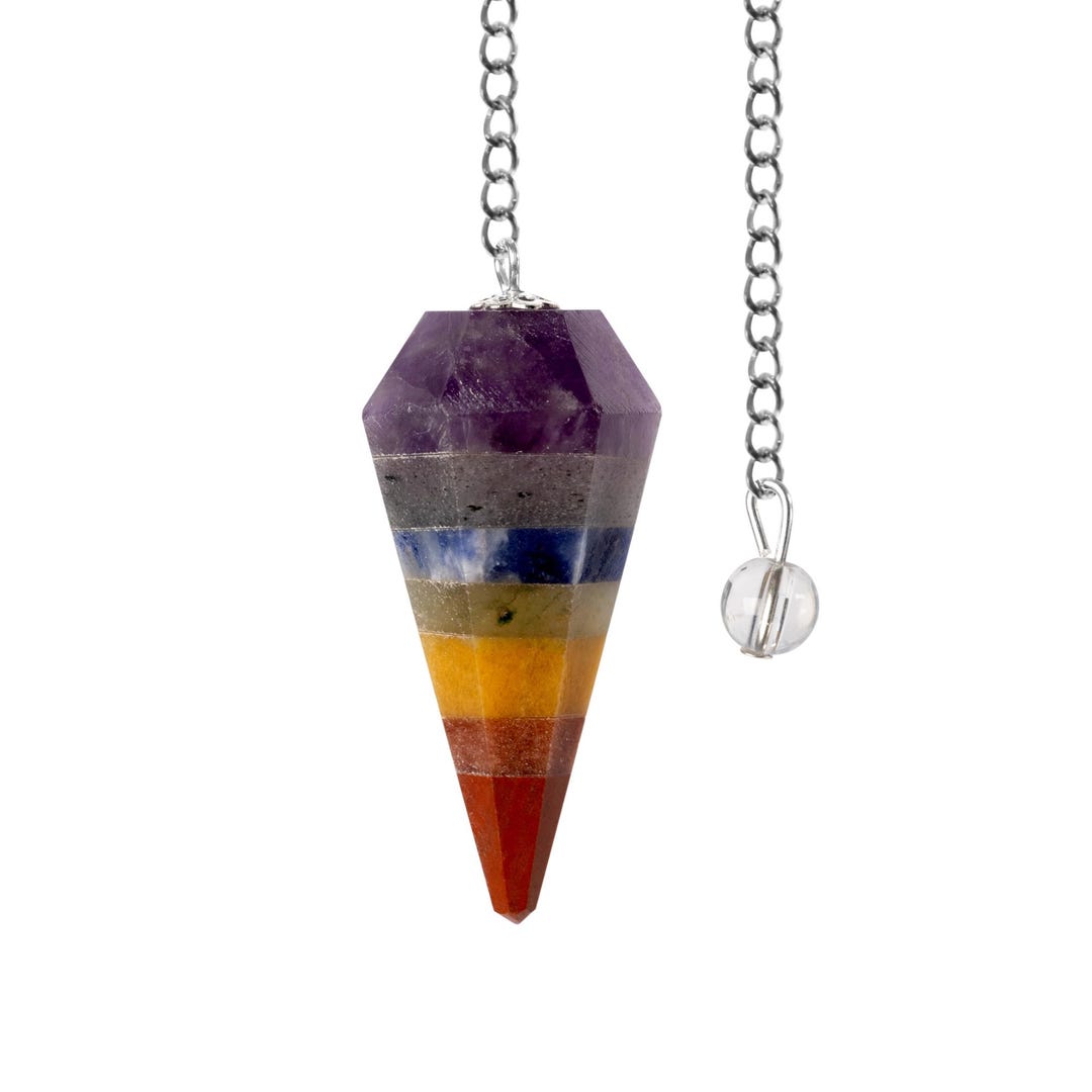 7 Chakra Pendulum Crystal, Faceted Pendulum Divination Tools, Dowsing ...