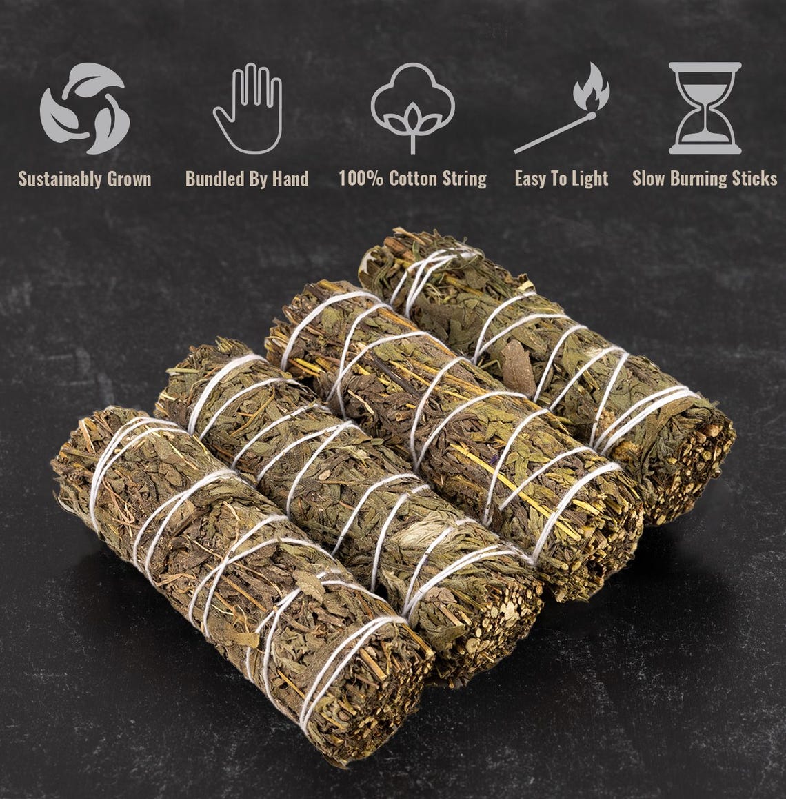Black Sage Mugwort Smudge Stick 4", Energy Cleansing Smudging Sticks ...