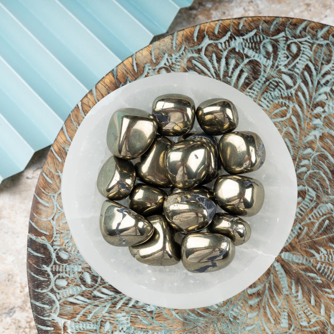 Pyrite Crystal Tumble Stone - Authentic Polished Stone for Meditation ...
