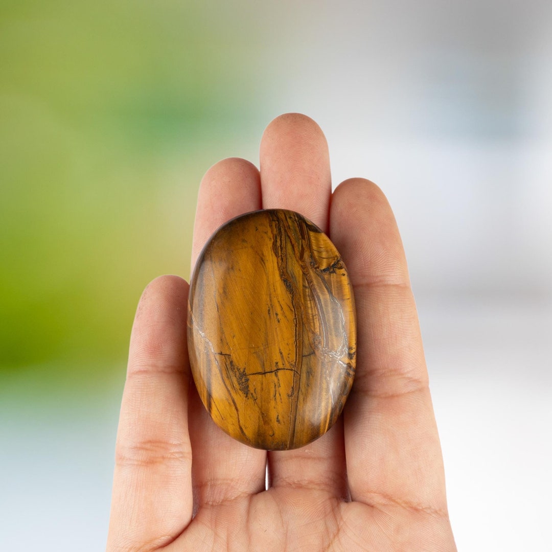 Tiger Eye Palm Stone Crystal - Natural Healing Stone for Anxiety Relief ...