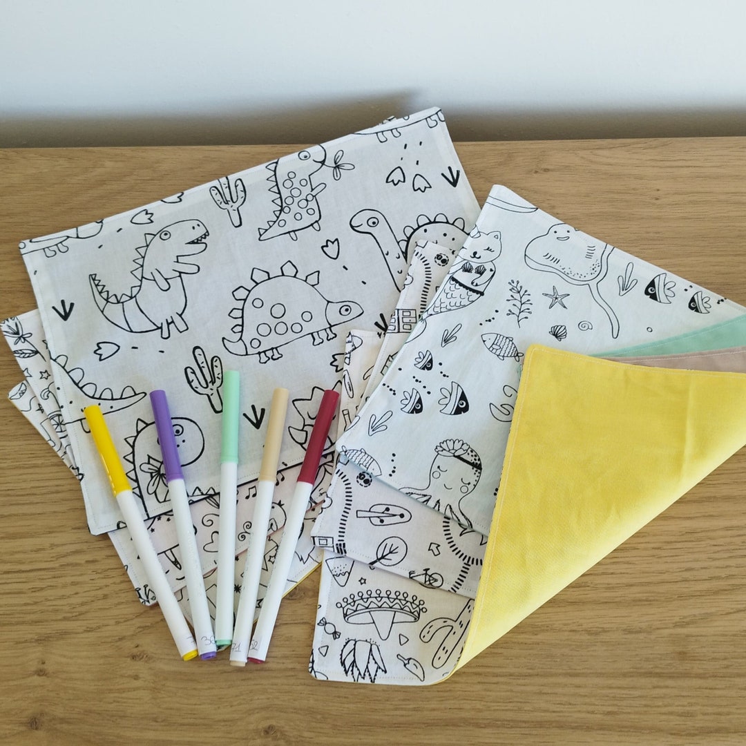Reusable Coloring Placemat – Washable Drawing Sheet for Children, Oeko ...
