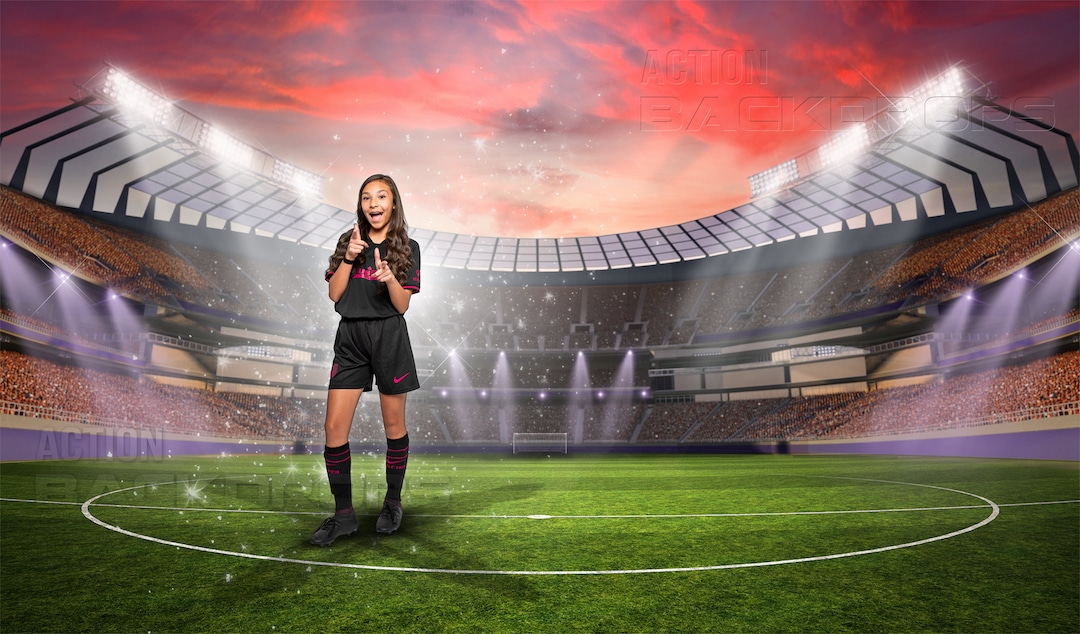 Digital Backdrop Photography - Soccer Stadium | PURPLE SUNSET STADIUM ...