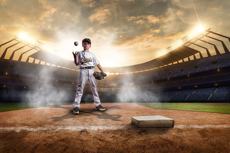 Baseball Digital Backdrop - Softball | SUNSET STADIUM | Photoshop ...