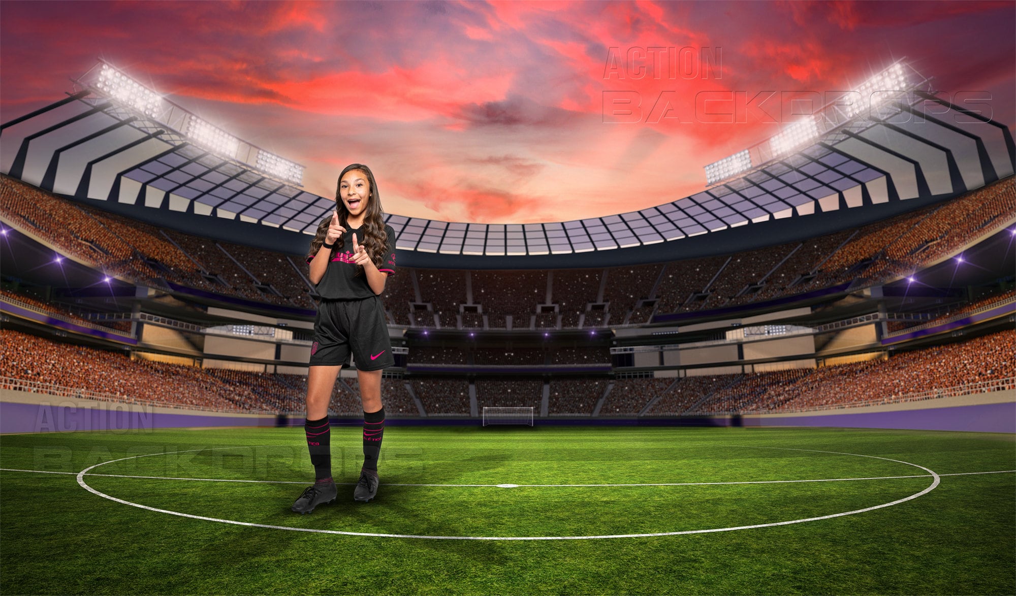 Digital Backdrop Photography - Soccer Stadium | PURPLE SUNSET STADIUM ...