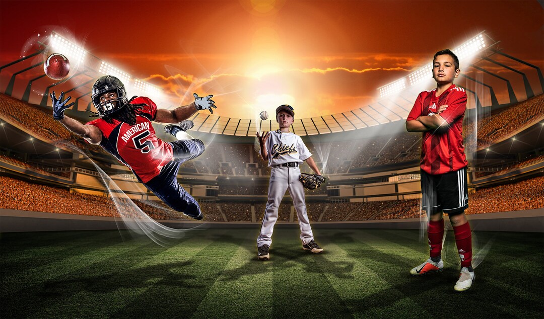 Soccer & Football Digital Backdrop - Sports Photos | ORANGE SUNSET ...