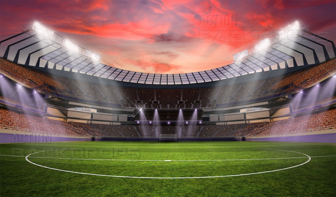 Digital Backdrop Photography - Soccer Stadium | PURPLE SUNSET STADIUM ...