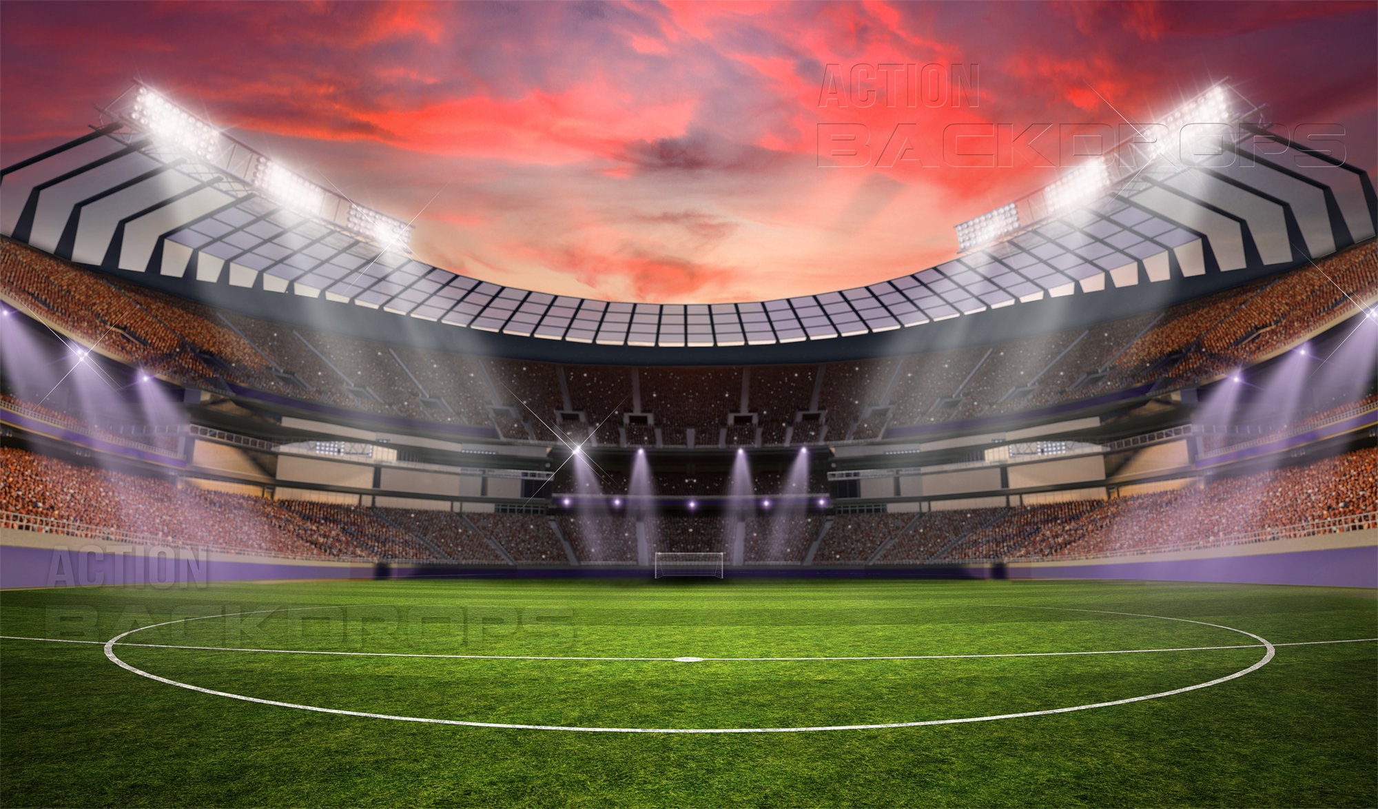 Digital Backdrop Photography - Soccer Stadium | PURPLE SUNSET STADIUM ...