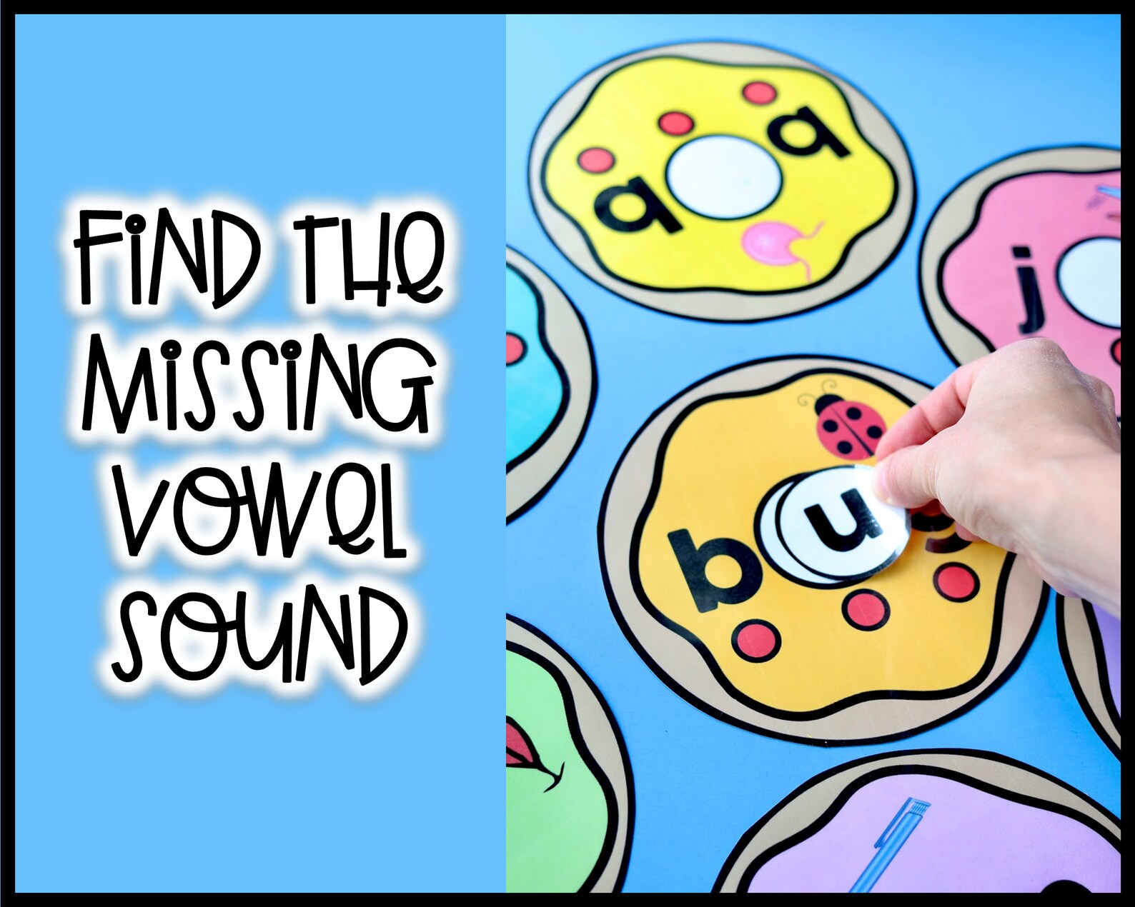 CVC Donut Phonics Activities Blending Missing Vowel and - Etsy