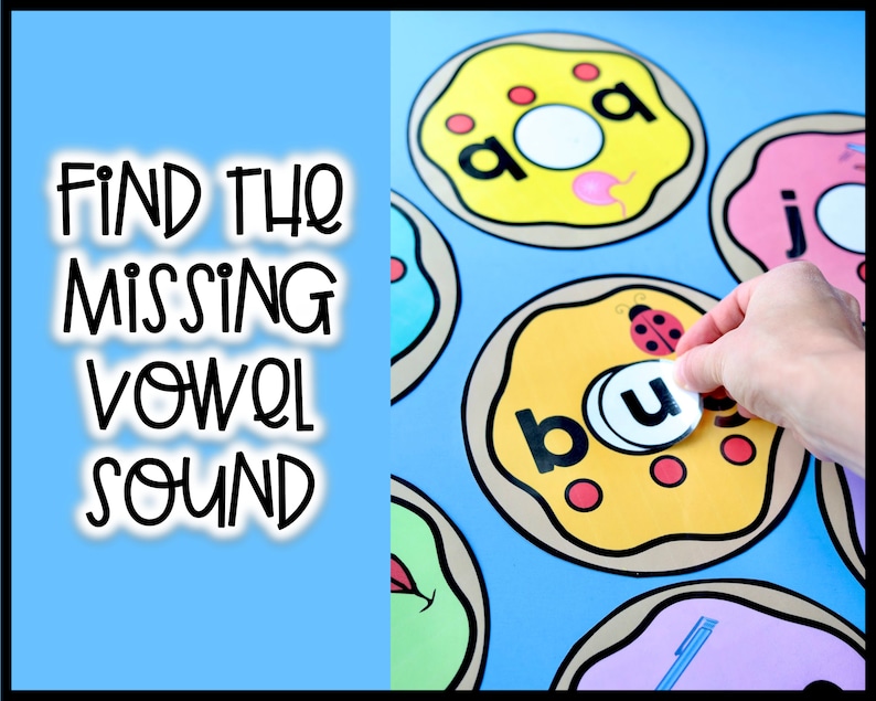 CVC Donut Phonics Activities Blending Missing Vowel and - Etsy