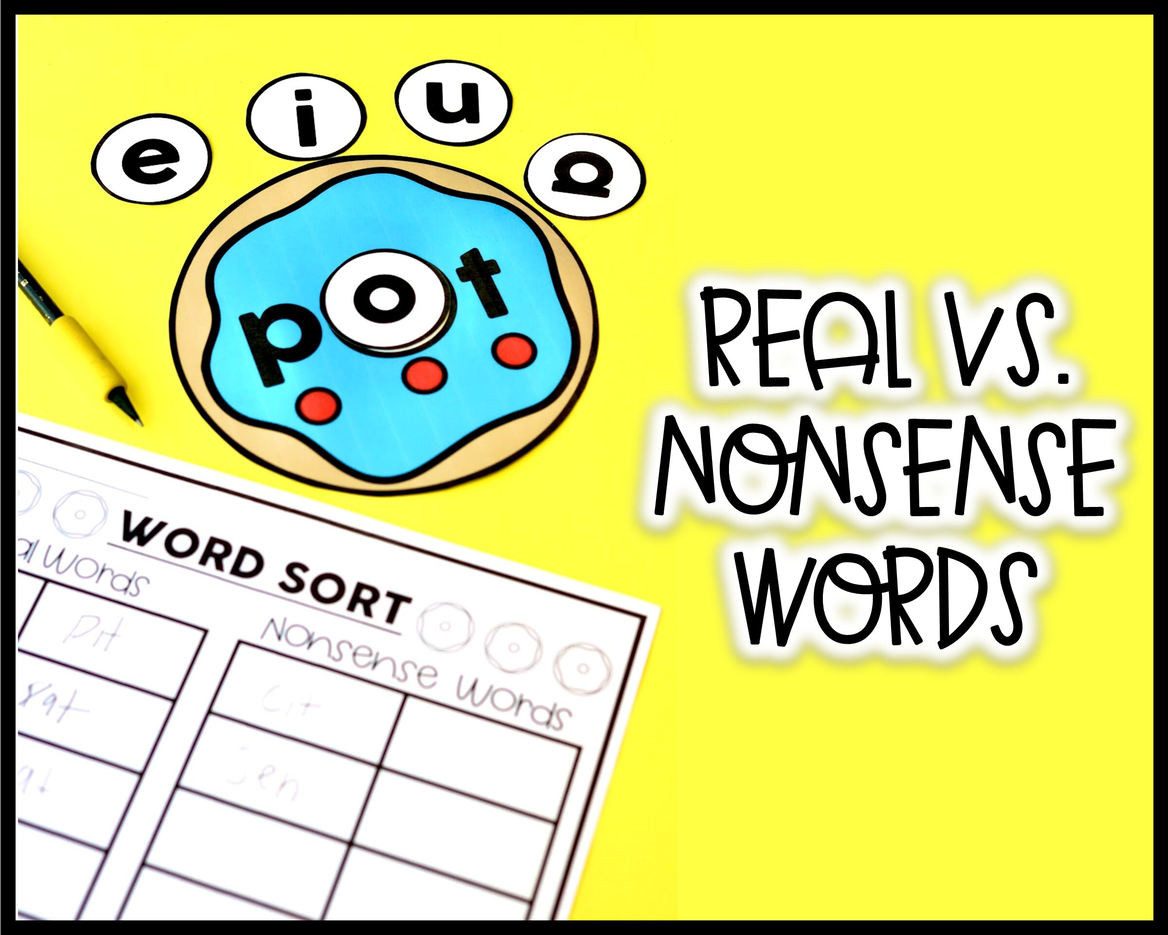 CVC Donut Phonics Activities | Blending, Missing Vowel, and Nonsense ...