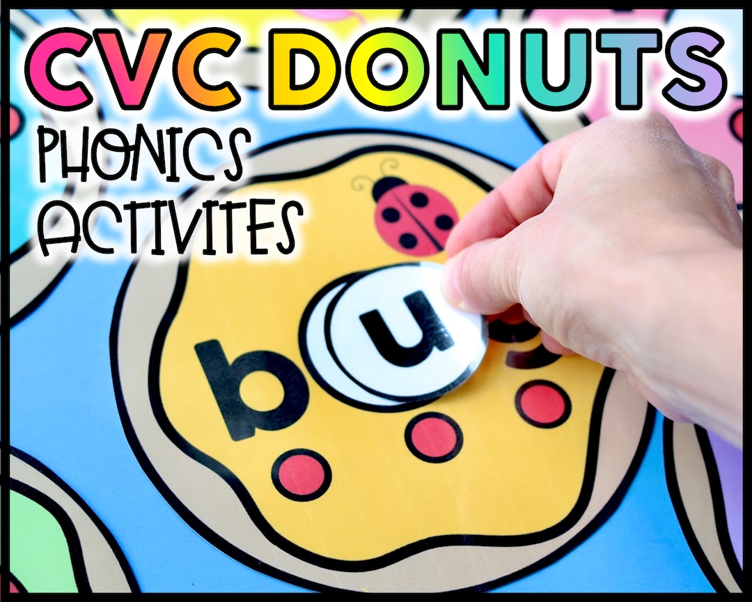 CVC Donut Phonics Activities | Blending, Missing Vowel, and Nonsense ...