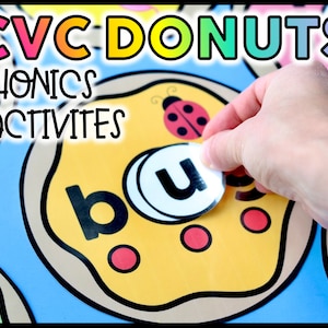 CVC Donut Phonics Activities | Blending, Missing Vowel, and Nonsense ...