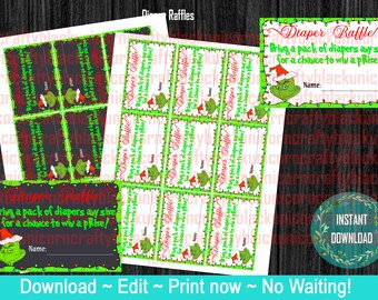 Diaper Raffle Grinch - Etsy