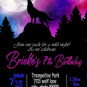 Wolf Birthday Invite, Howling Wolf Invite, Pack, Wolves, Howling ...