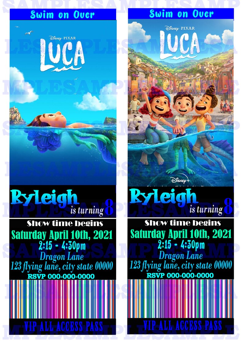 Luca invite movie invitation Luca tickets pixtar Luca | Etsy