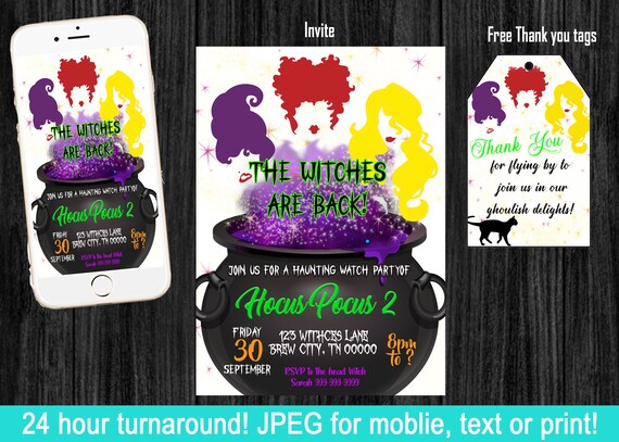Hocus Pocus 2 Invitation Hocus Pocus Watch Party Hocus Pocus - Etsy