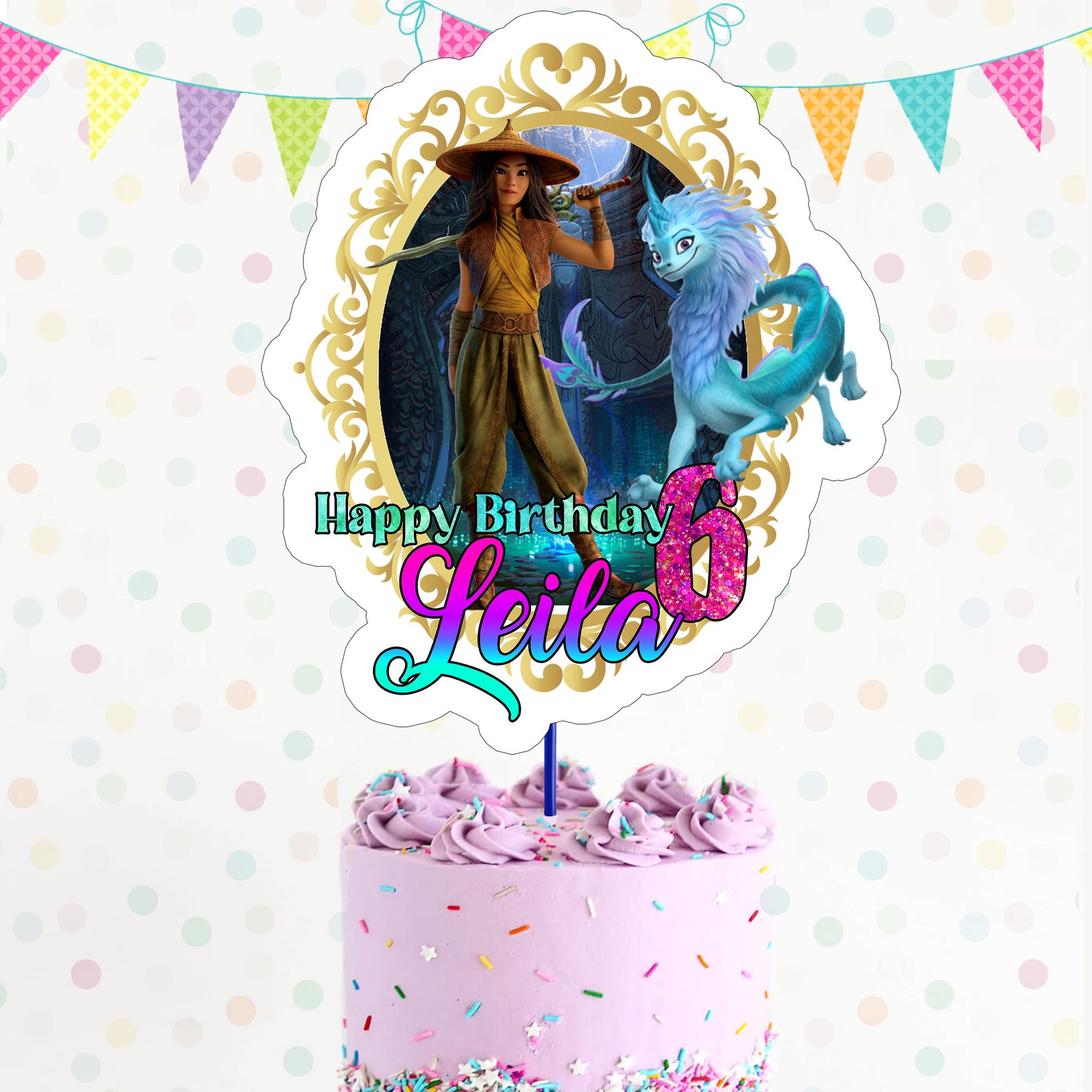 Raya & the Last Dragon Digital Cake Topper, Raya, Raya and the Last ...
