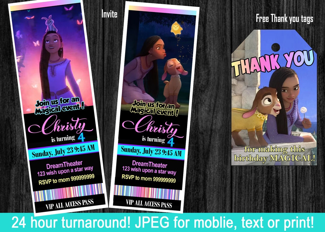 Wish Birthday Invitation, Wish Ticket Invite Wish Invitation, Princess ...