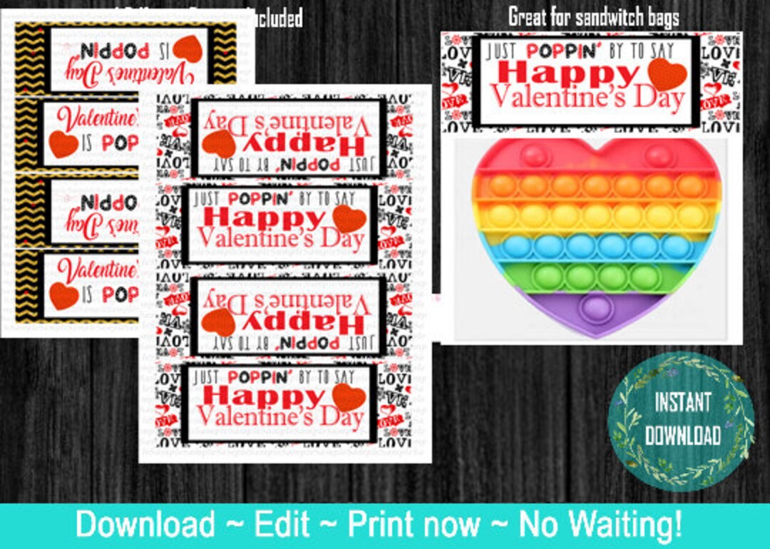 Valentine Pop It Gift Tags, Fidget Gift Tags, Valentine's Gifts, Pop-it ...