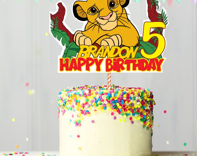 El rey león, Simba, cumpleaños, archivo digital imprimible Topper ...