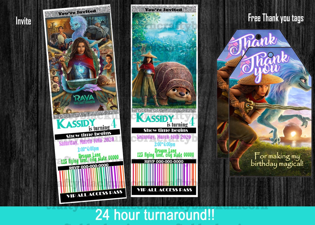 Raya the Last Dragon Invite, Raya Invitation, Raya the Last Dragon ...