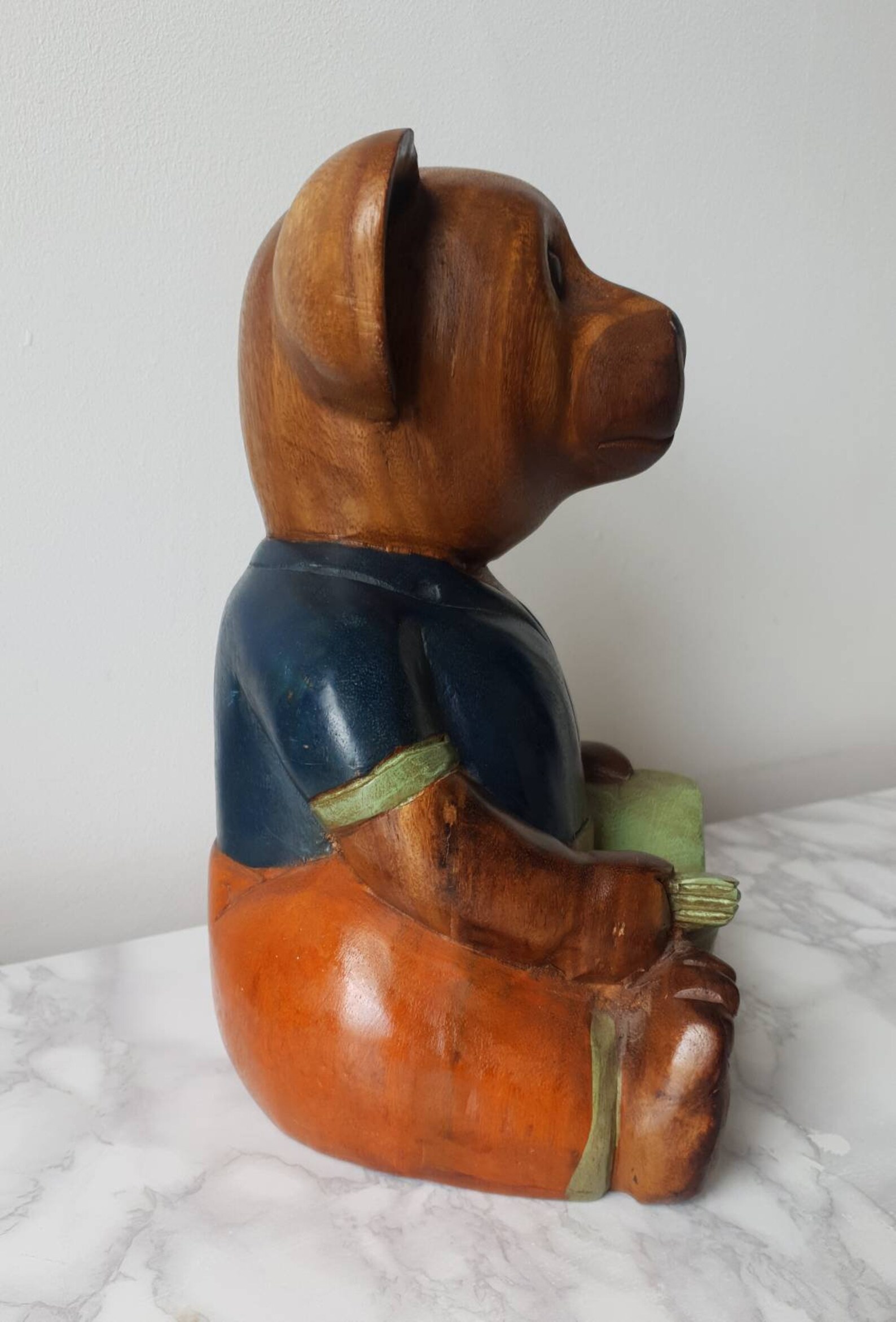 Wooden Large Teddy Bear Statue/ Vintage Bear Doorstop/ Children's ...