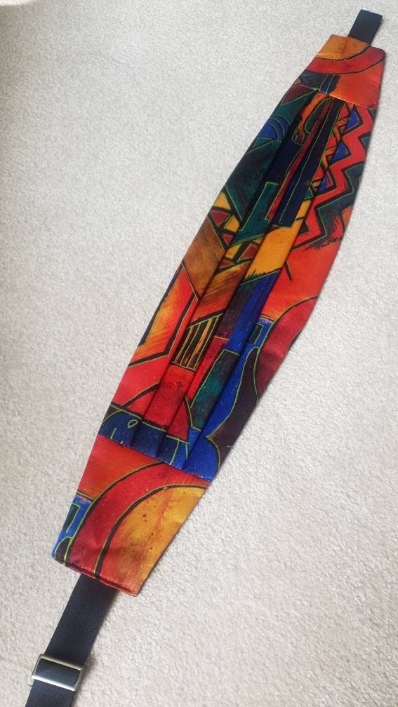 80's/90's Vintage Rainbow Cumber Band and Bow Tie/ Retro Men's Wedding ...