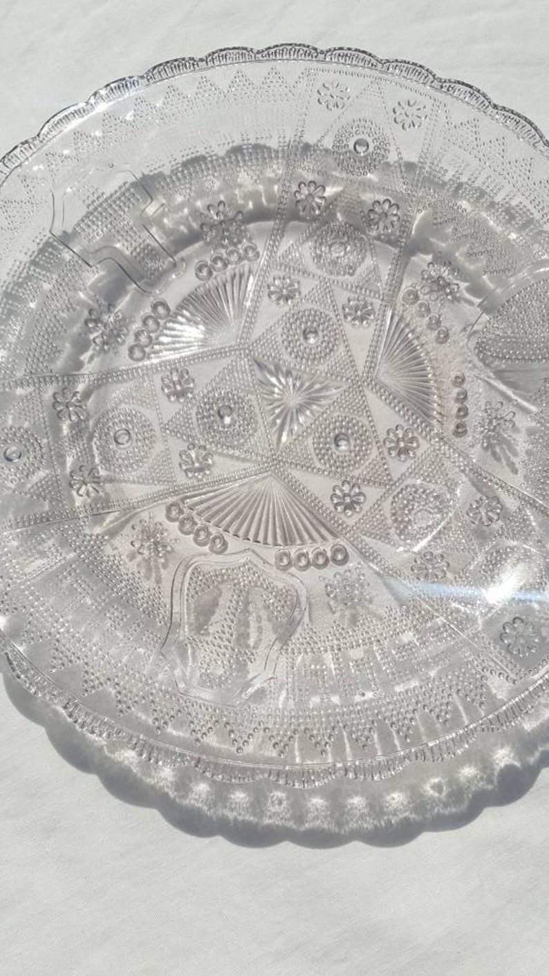 Victorian DAVIDSON Pressed Glass Plate/ Antique Decorative Glass ...