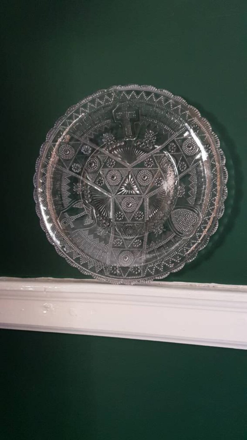 Victorian DAVIDSON Pressed Glass Plate/ Antique Decorative Glass ...