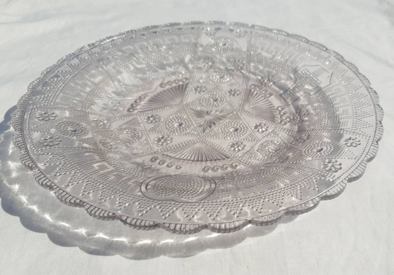 Victorian DAVIDSON Pressed Glass Plate/ Antique Decorative Glass ...